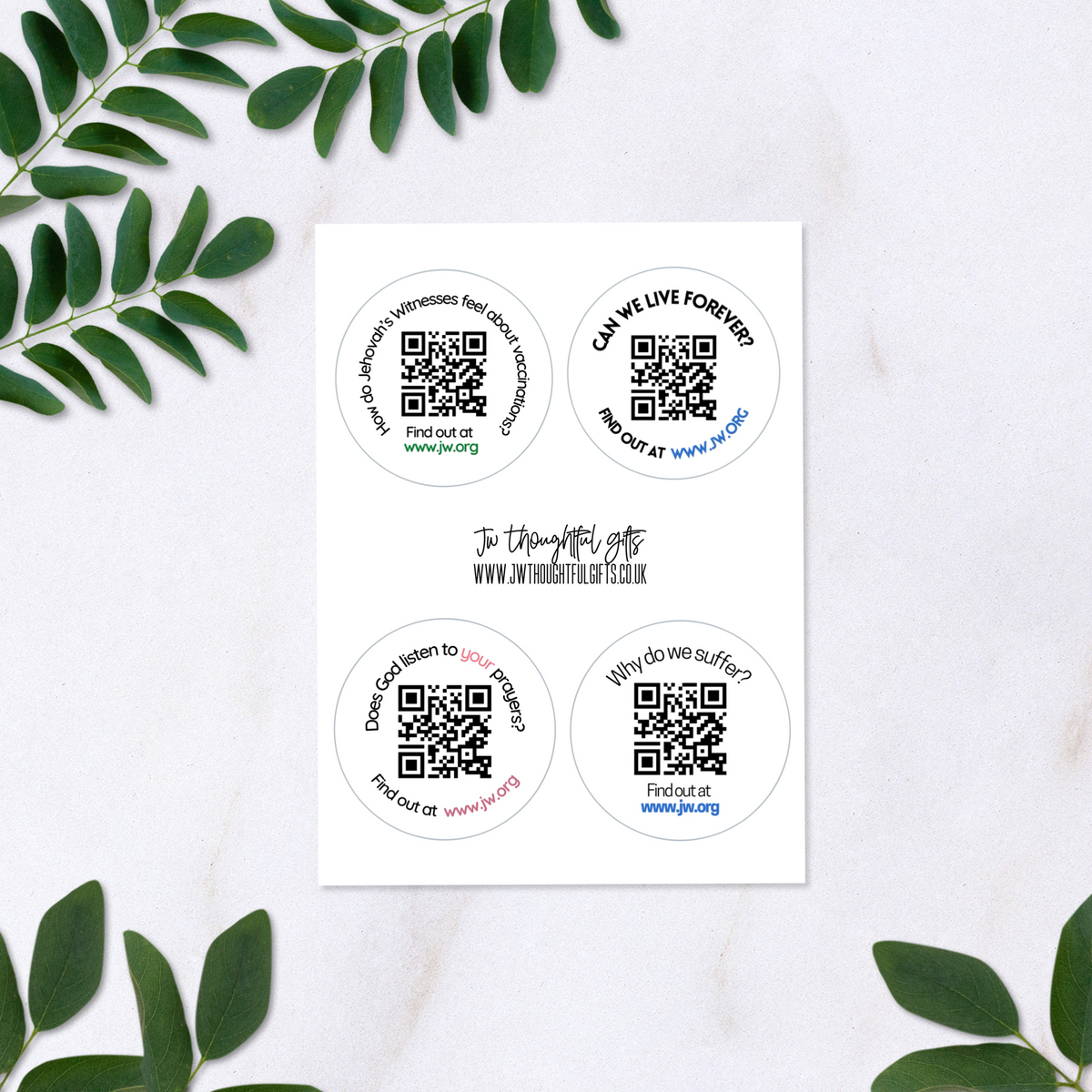 Mixed pack of 4 designs - JW.org qr code round label | JW ministry ...