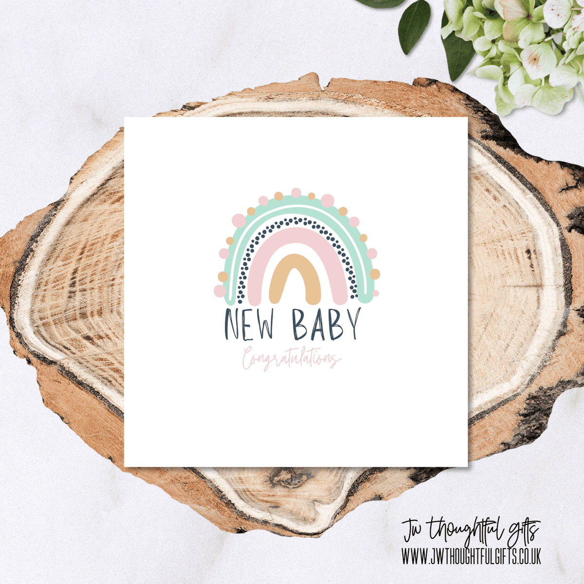 Pastel Rainbow New baby congratulations card – JWThoughtfulGifts